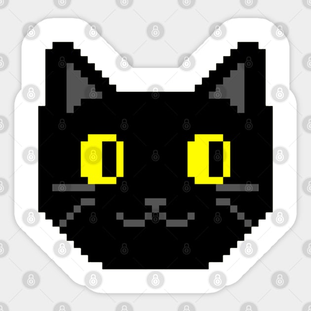 Black Cat Pixel Art By Artaism Black Cat Sticker Teepublic